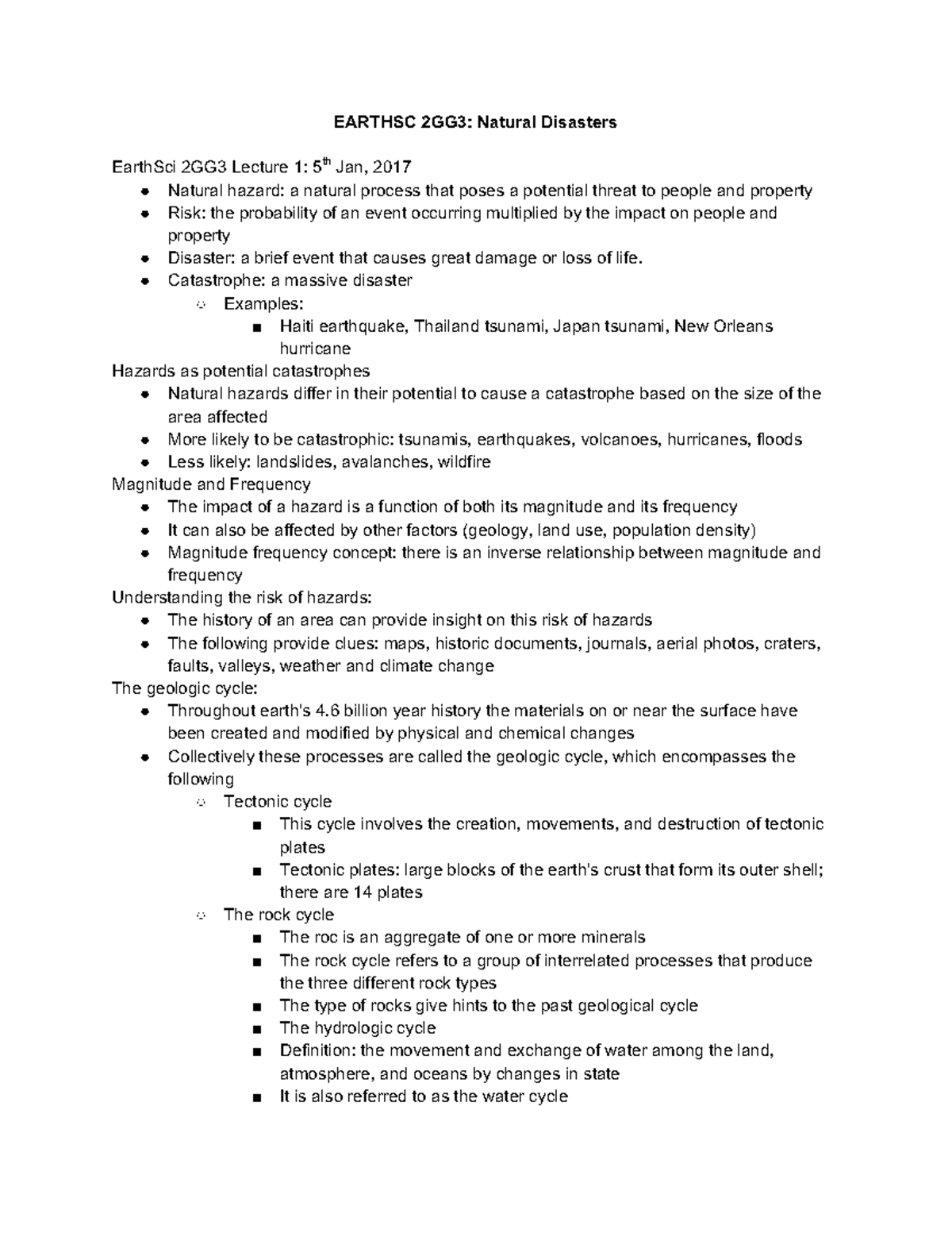 Earth Sciences 2GG3 - EARTHSC 2GG3: Natural Disasters EarthSci 2GG3 ...