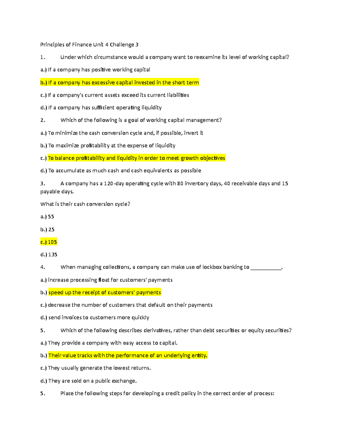 Principles of Finance Unit 4 Challenge 3 - Principles of Finance Unit 4 ...