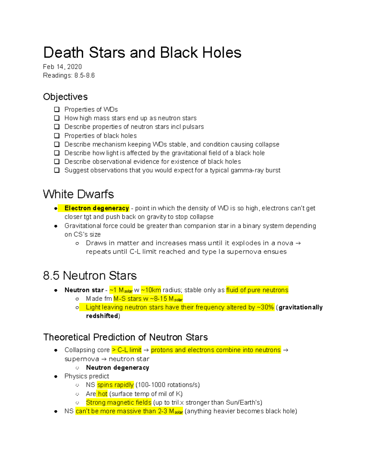 Lesson 6 - Death Stars and Black Holes - Death Stars and Black Holes ...