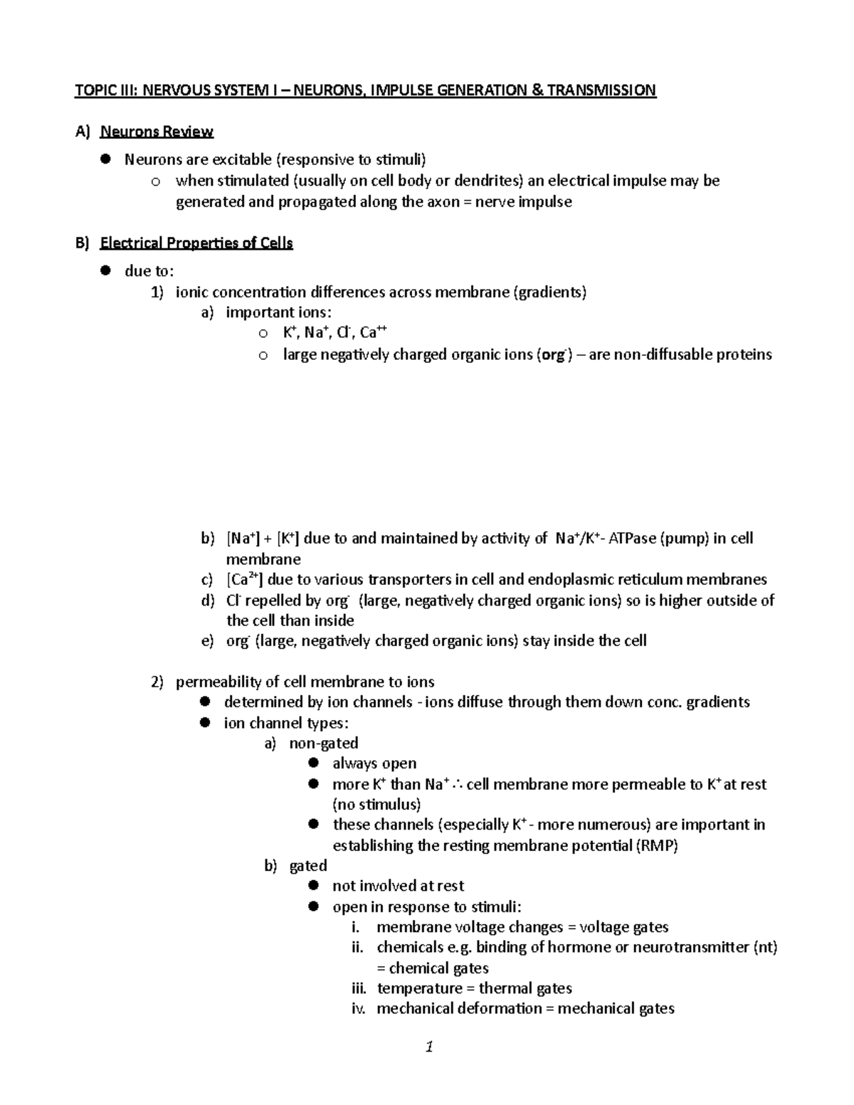 3 - Topic III - Nervous System I - TOPIC III: NERVOUS SYSTEM I ...