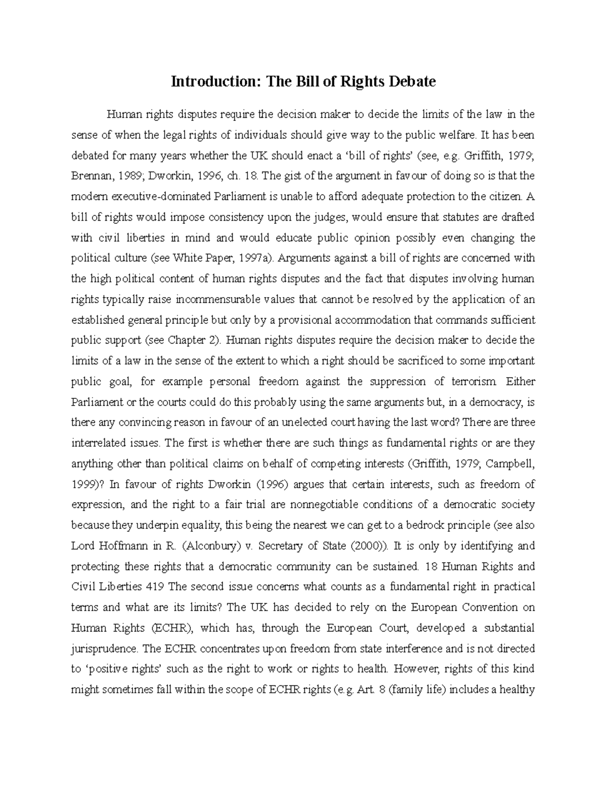 Introduction-The Bill of Rights Debate - Introduction: The Bill of ...