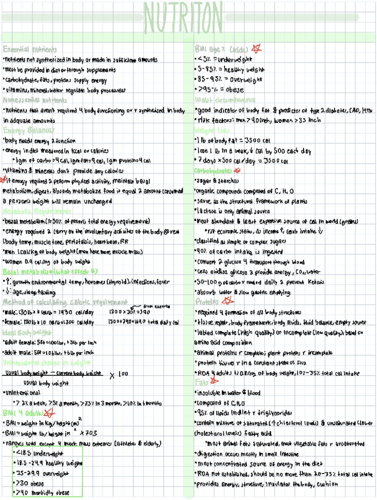 W8 Nutrition - Notes from slideshow (test 2) - NURS 206 - SDSU - Studocu