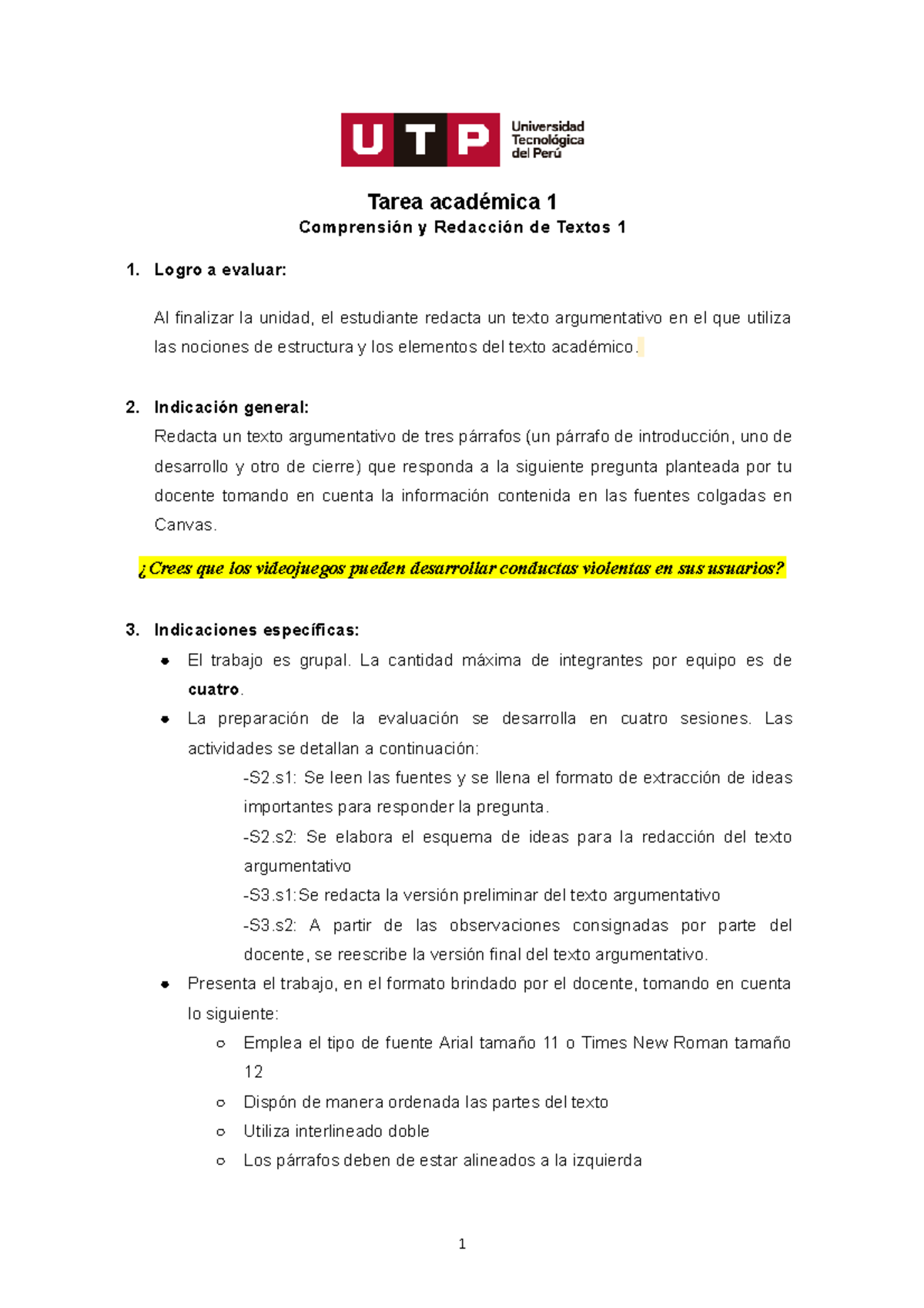GC N01I TA1Consigna 22C1M (cuadernillo de la TA1) - Tarea académica 1 Comprensión y Redacción de ...