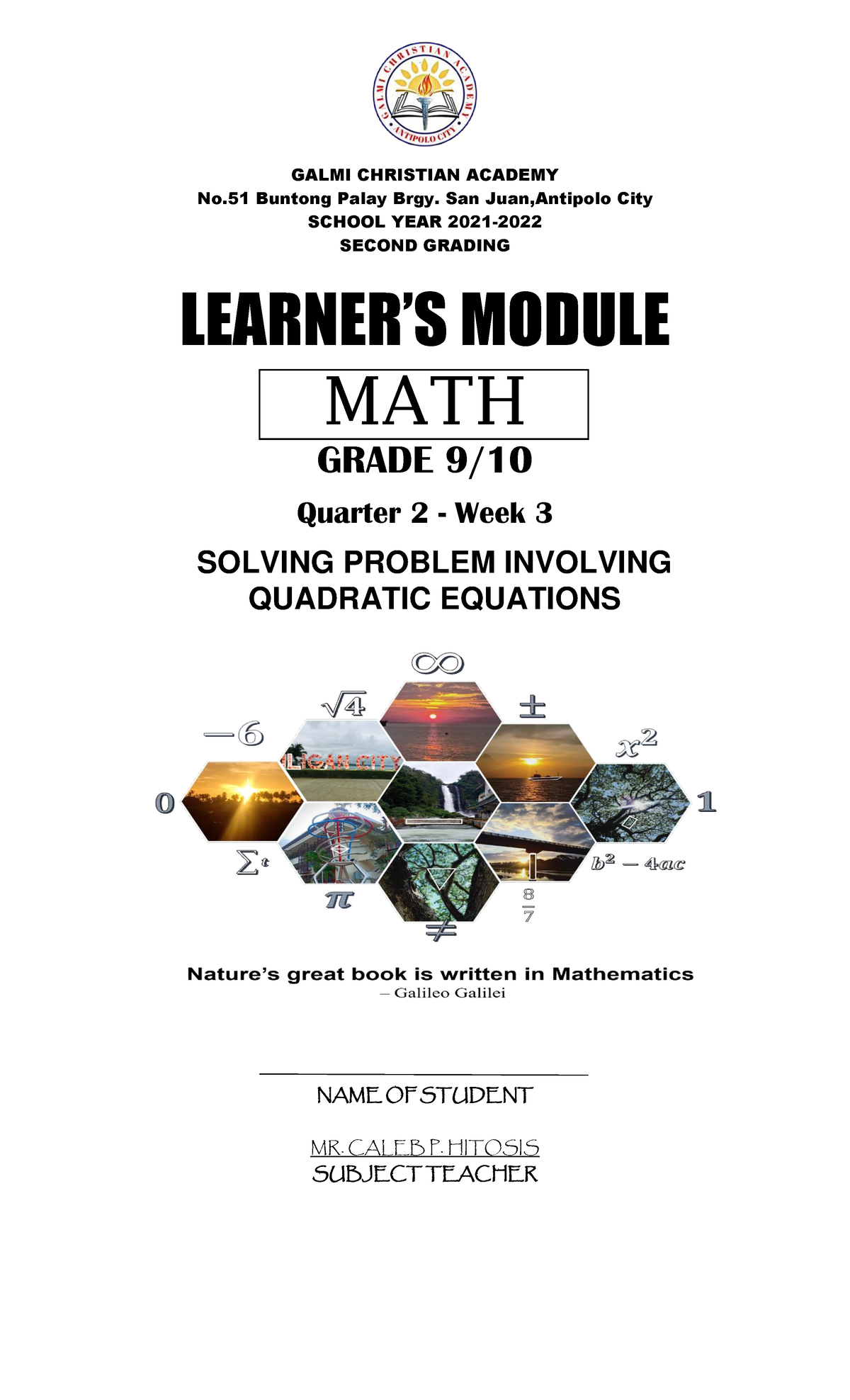 WEEK 3 G9 AND G10 2ND Grading - GALMI CHRISTIAN ACADEMY No Buntong ...