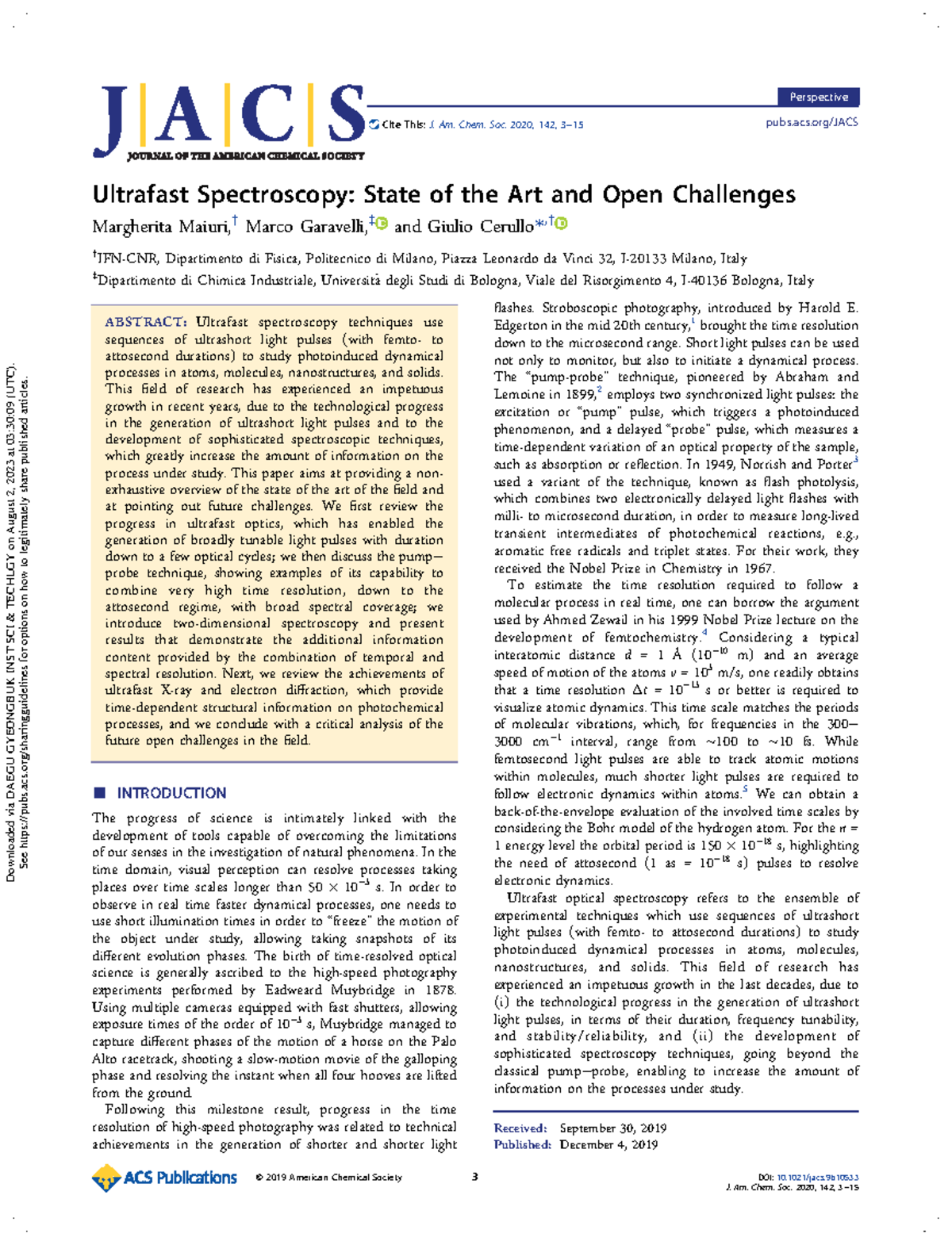 Ultrafast Spectroscopy State of the Art and Open Challenges - This ...