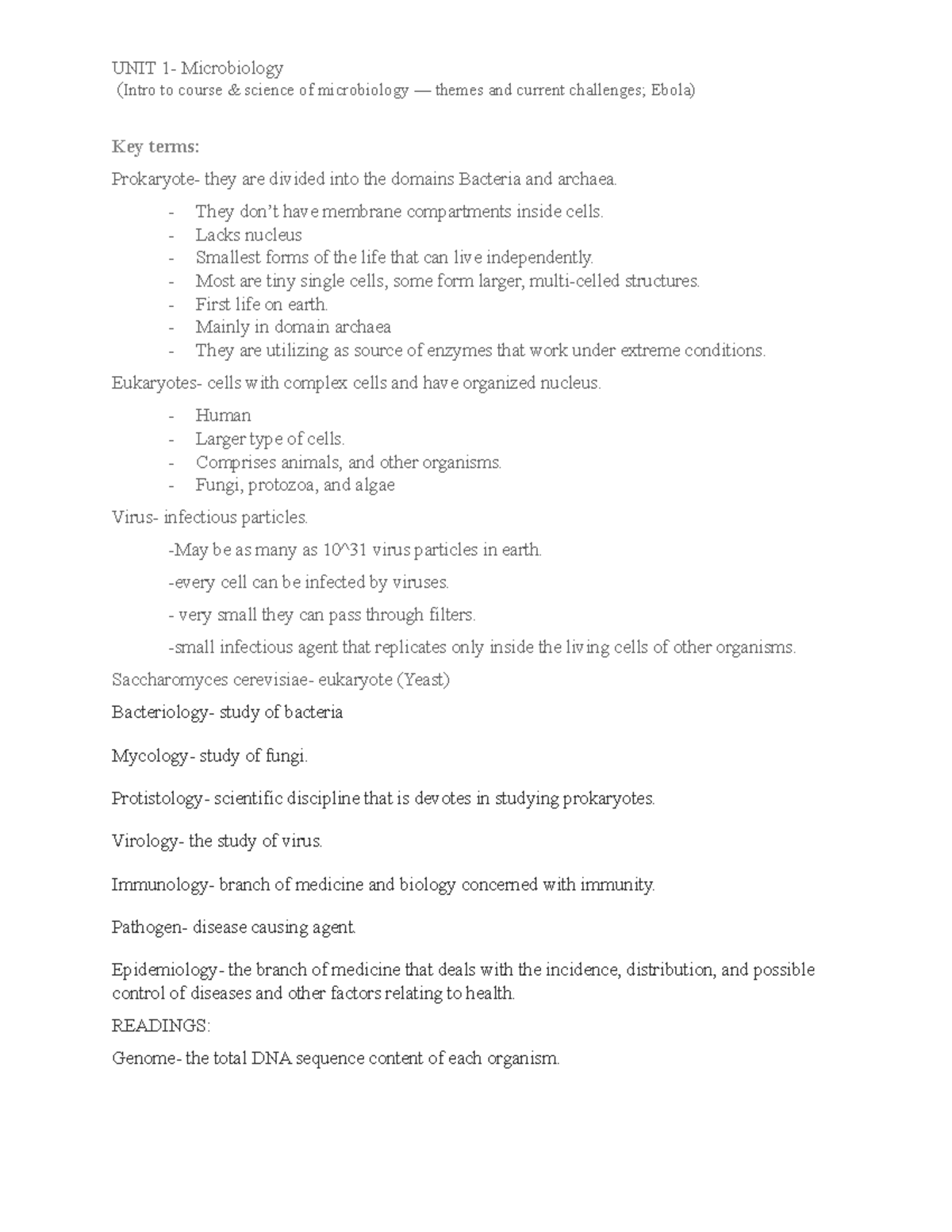 Microbiology Chapter 1 (Intro to course & science of microbiology ...