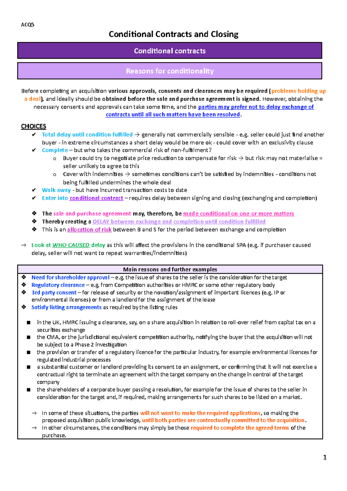 Conditional Contracts and Closing - Conditional Contracts and Closing ...