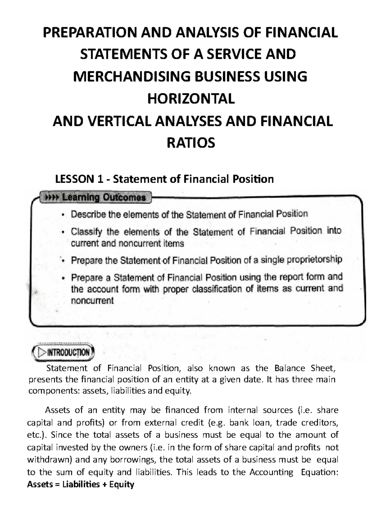 Lesson 1 Summarizes PREPARATION AND ANALYSIS OF FINANCIAL lesson-1-summarizes-preparation-and-analysis-of-financial