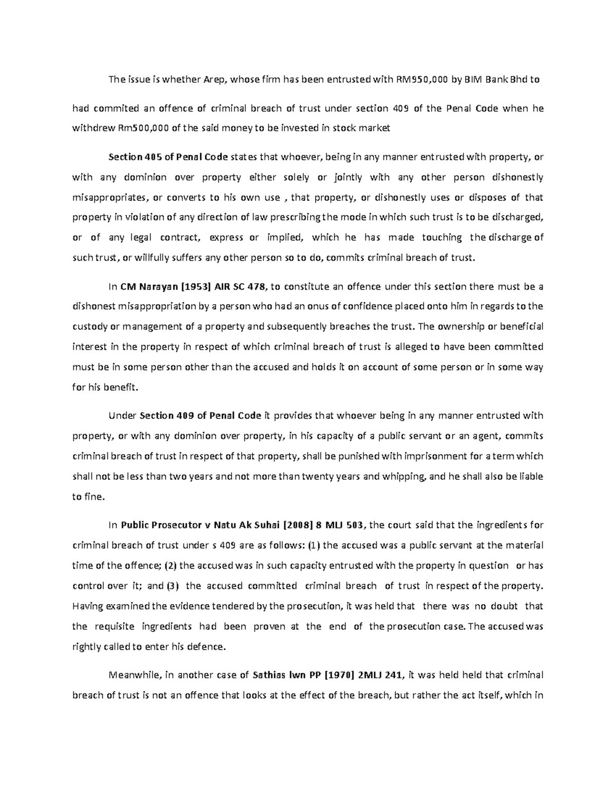 Law 555 Tutorial Exercise 6 - Criminal Law 2 - UiTM - Studocu