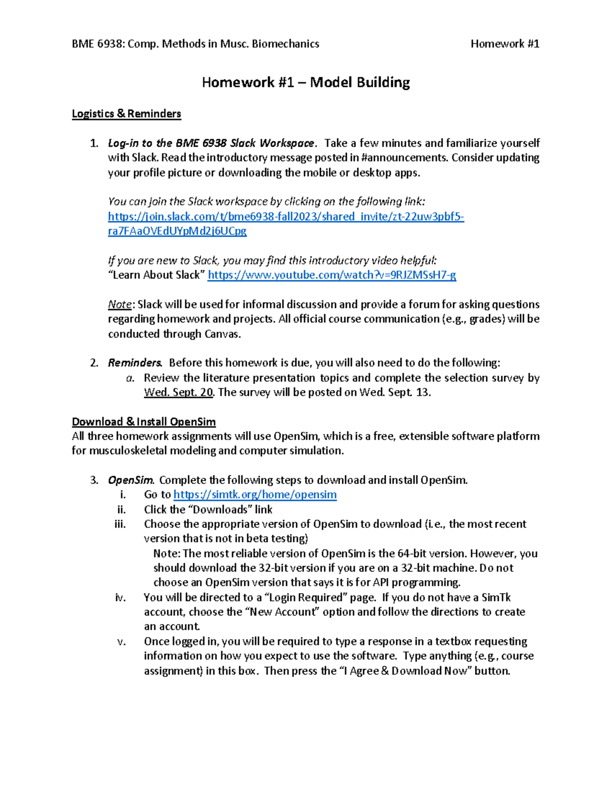 HW 1 BME6938 2023 - Homework 1 - Homework #1 – Model Building Logistics ...