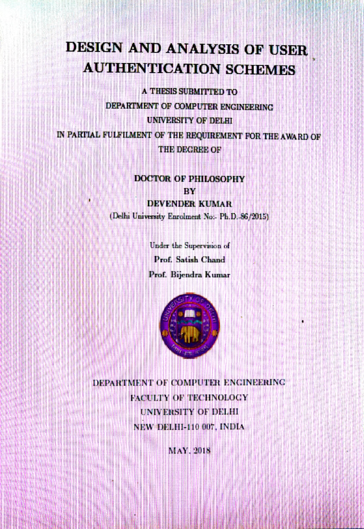01 title - Thesis of phd - DESIGN AND ANALYSIS OF USER AUTHENTICATION ...