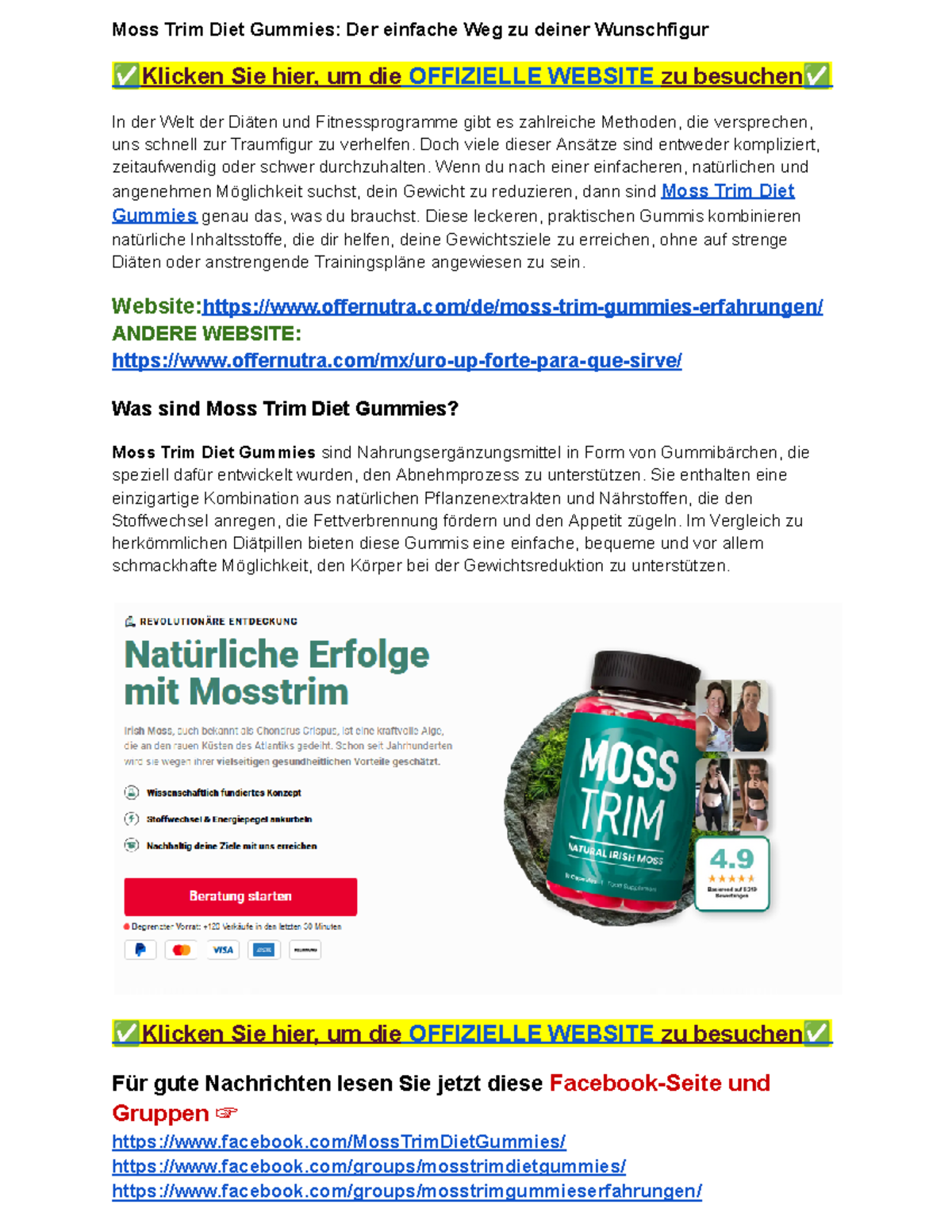 Moss Trim Gummies Gewichtsverlust - Moss Trim Diet Gummies: Der ...