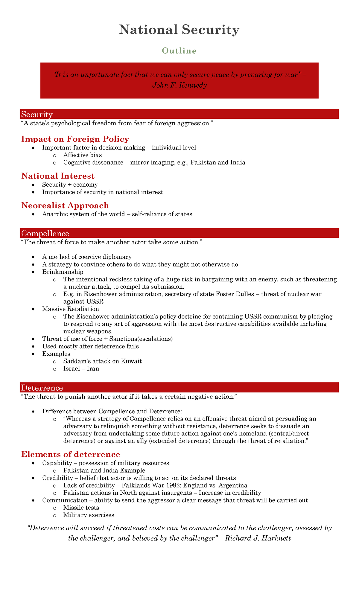 National Security - Deterrence - National Security Outline is an ...