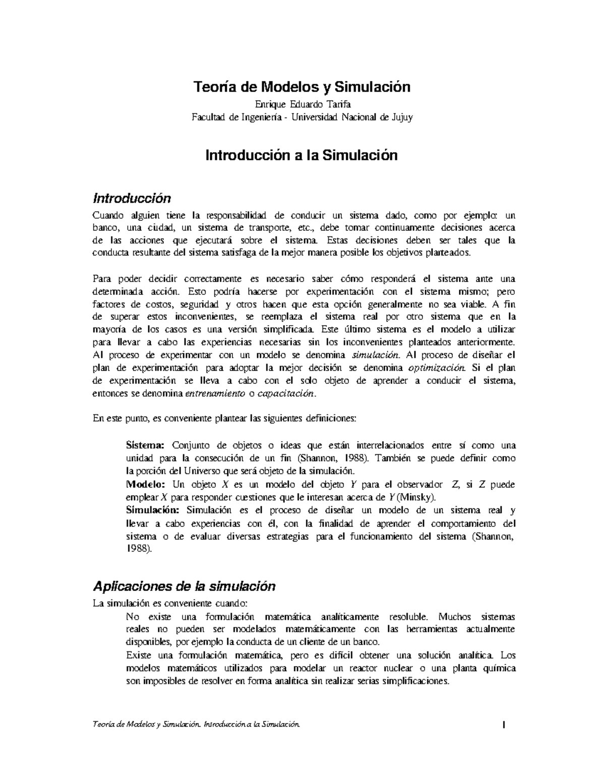 Tecnicas de Simulacion PARA UNIVERSIDAD DE MEXICO - Teoría de Modelos y ...