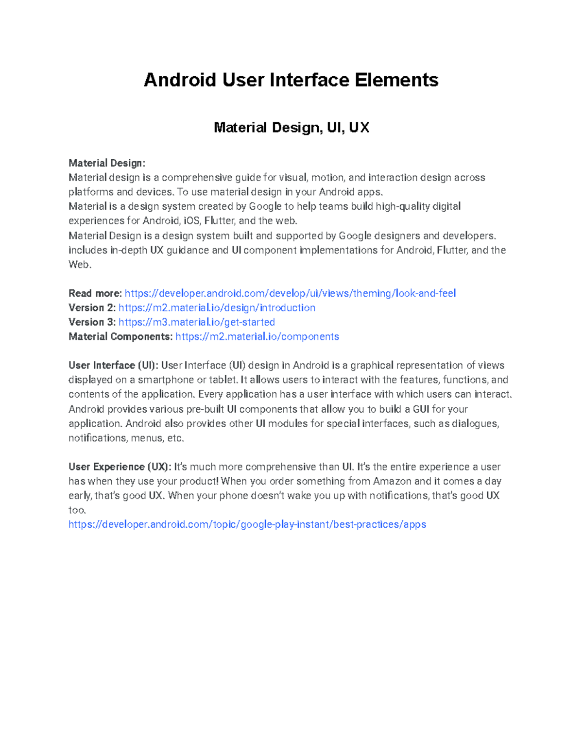 Android User Interface Elements - Android User Interface Elements ...