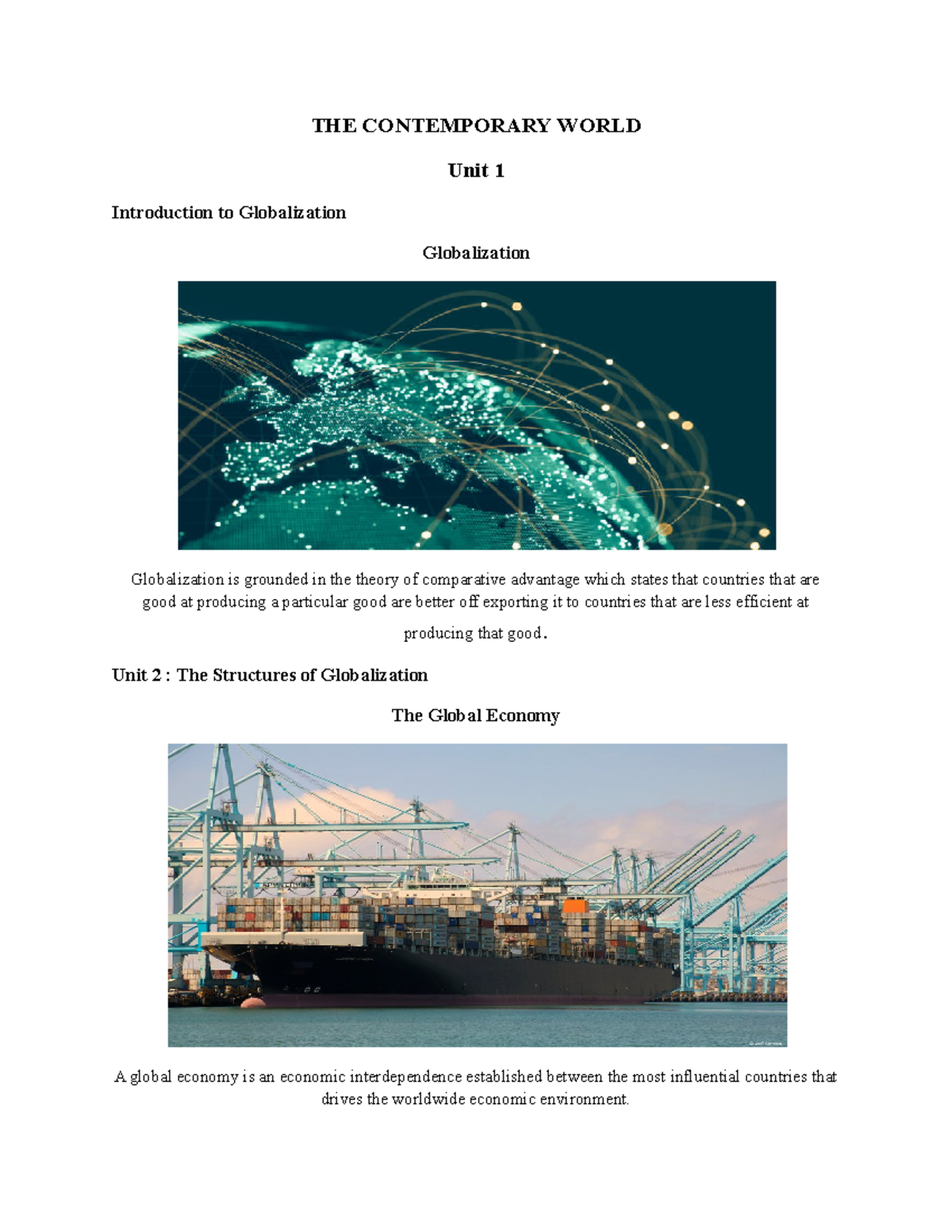 Final project in Contemporary World - THE CONTEMPORARY WORLD Unit 1 ...