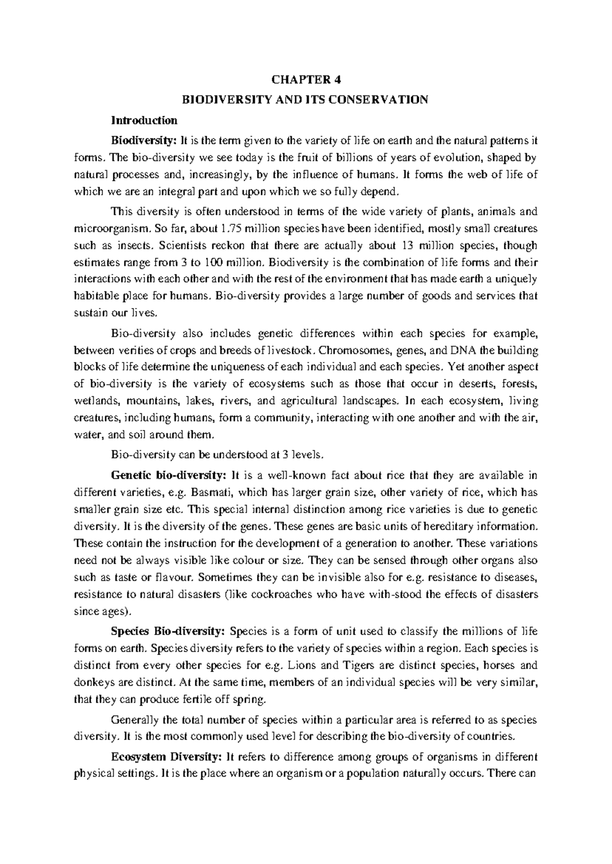 EVS MOD - 21civ57 - CHAPTER 4 BIODIVERSITY AND ITS CONSERVATION ...