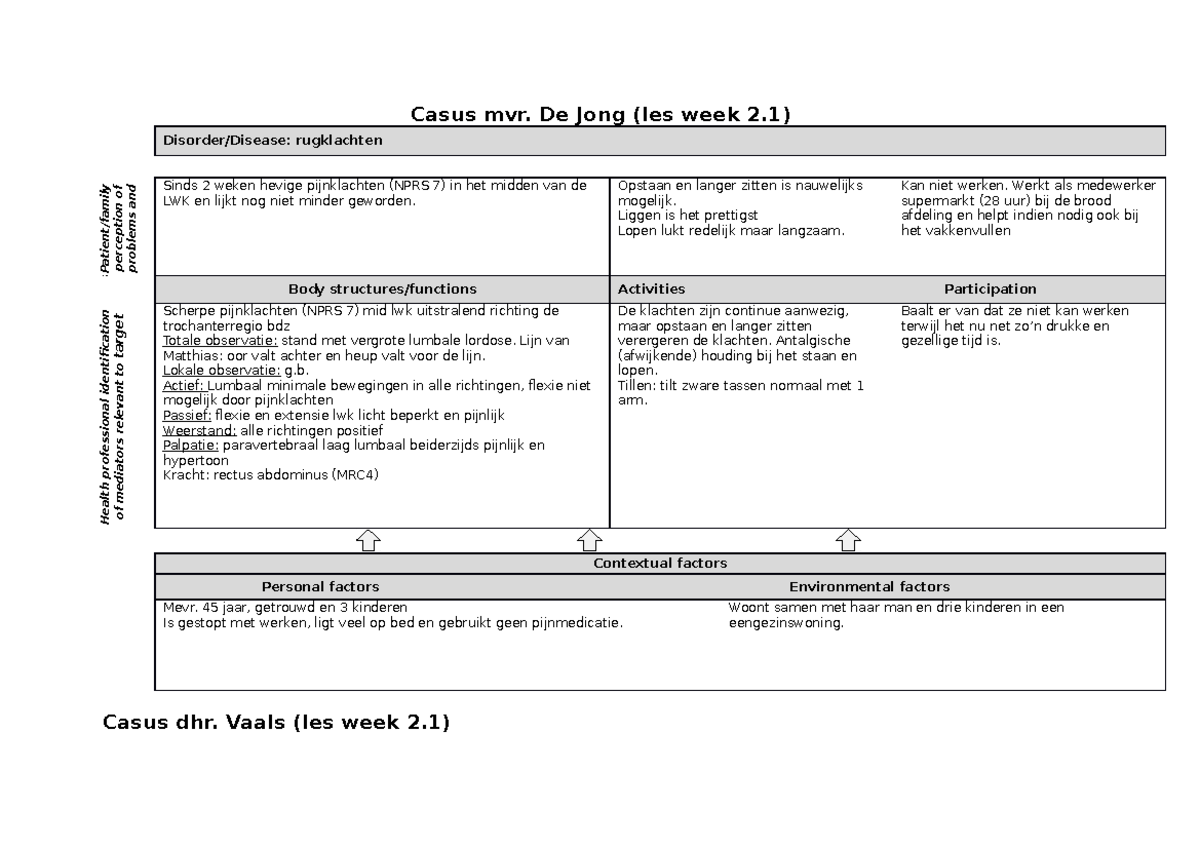 Casussen RPS les 2.1 Behandelvaardigheden - Casus mvr. De Jong (les ...