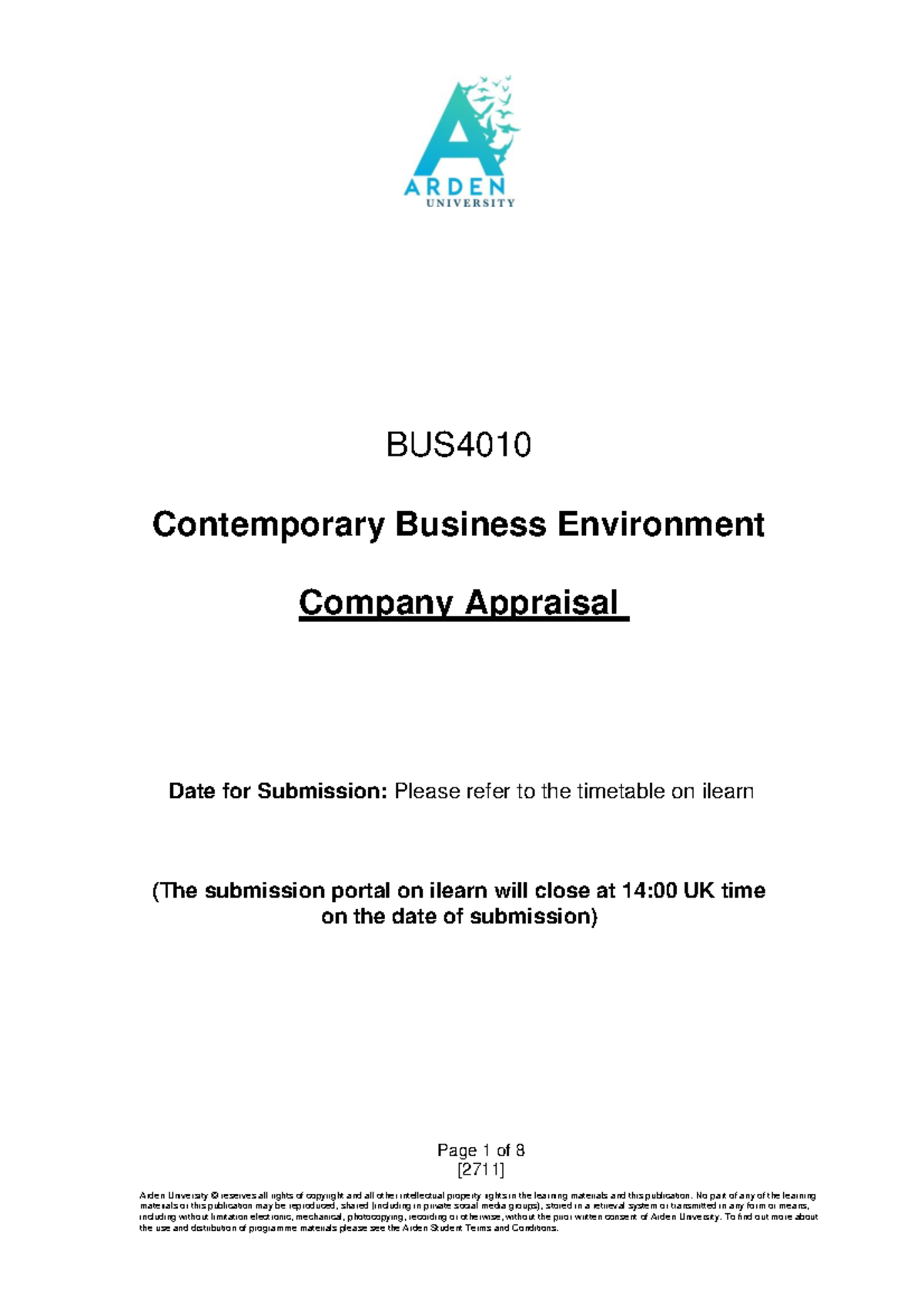 BUS4010 Contemporary Business Environment [2711] - Page 1 of 8 [2711 ...