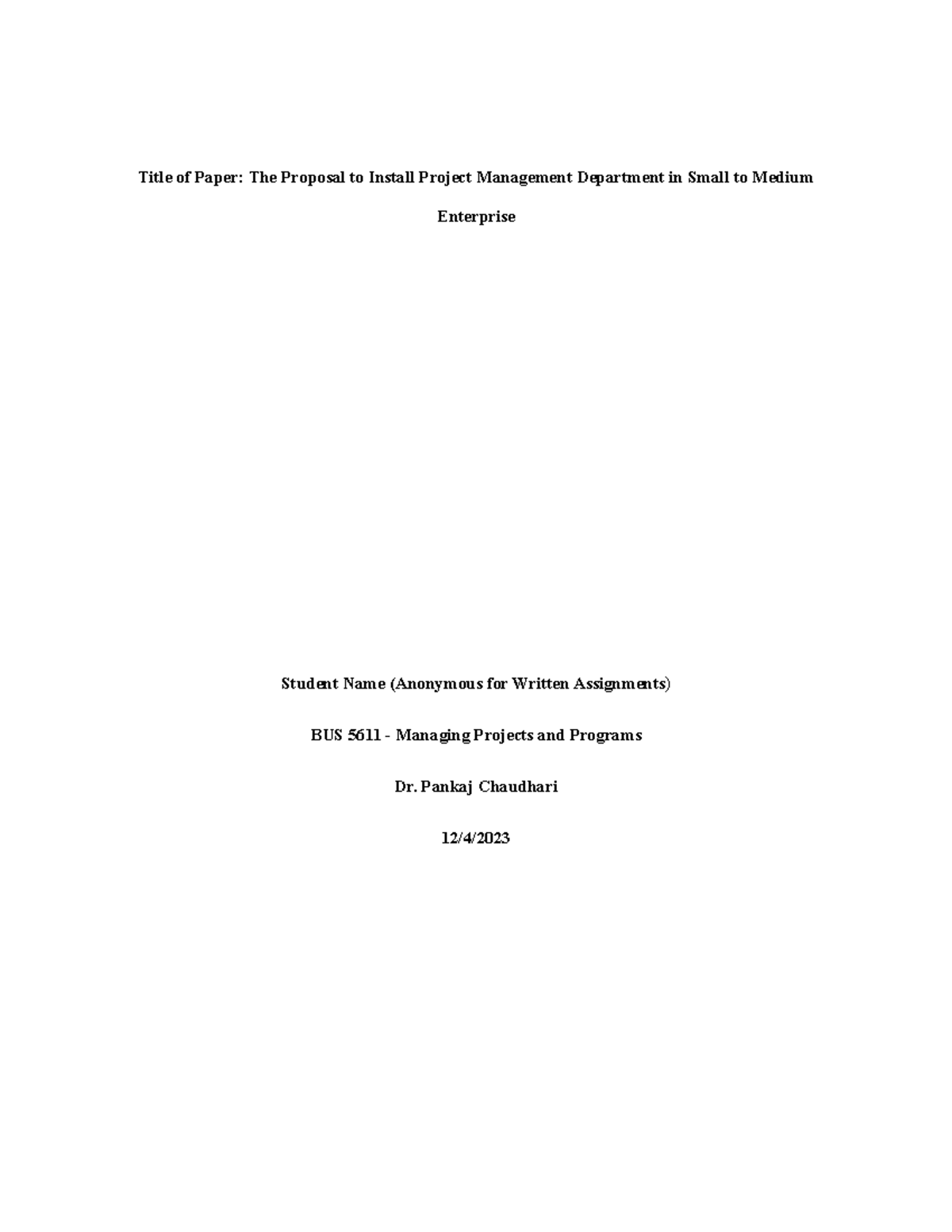 Project proposal for sofware project - Title of Paper: The Proposal to ...