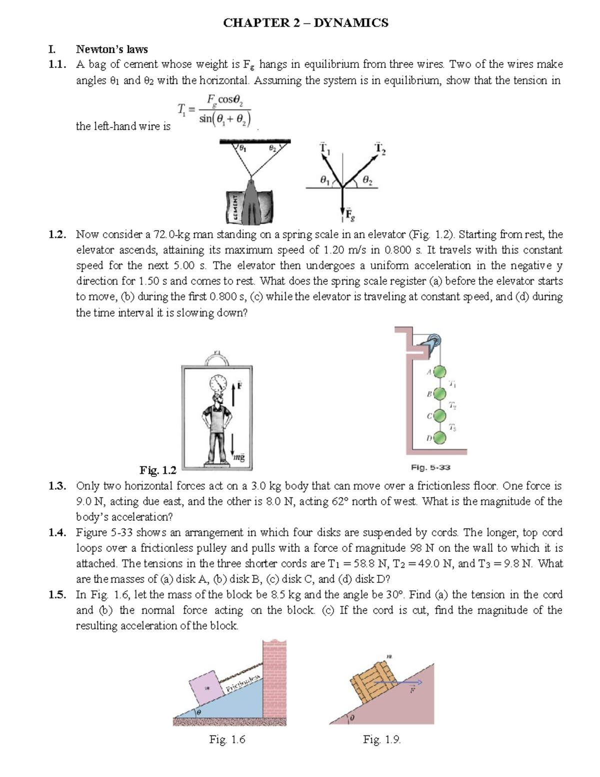 Chapter 2-Dynamics - Bài tập chương 2 vật lý cơ học - CHAPTER 2 ...
