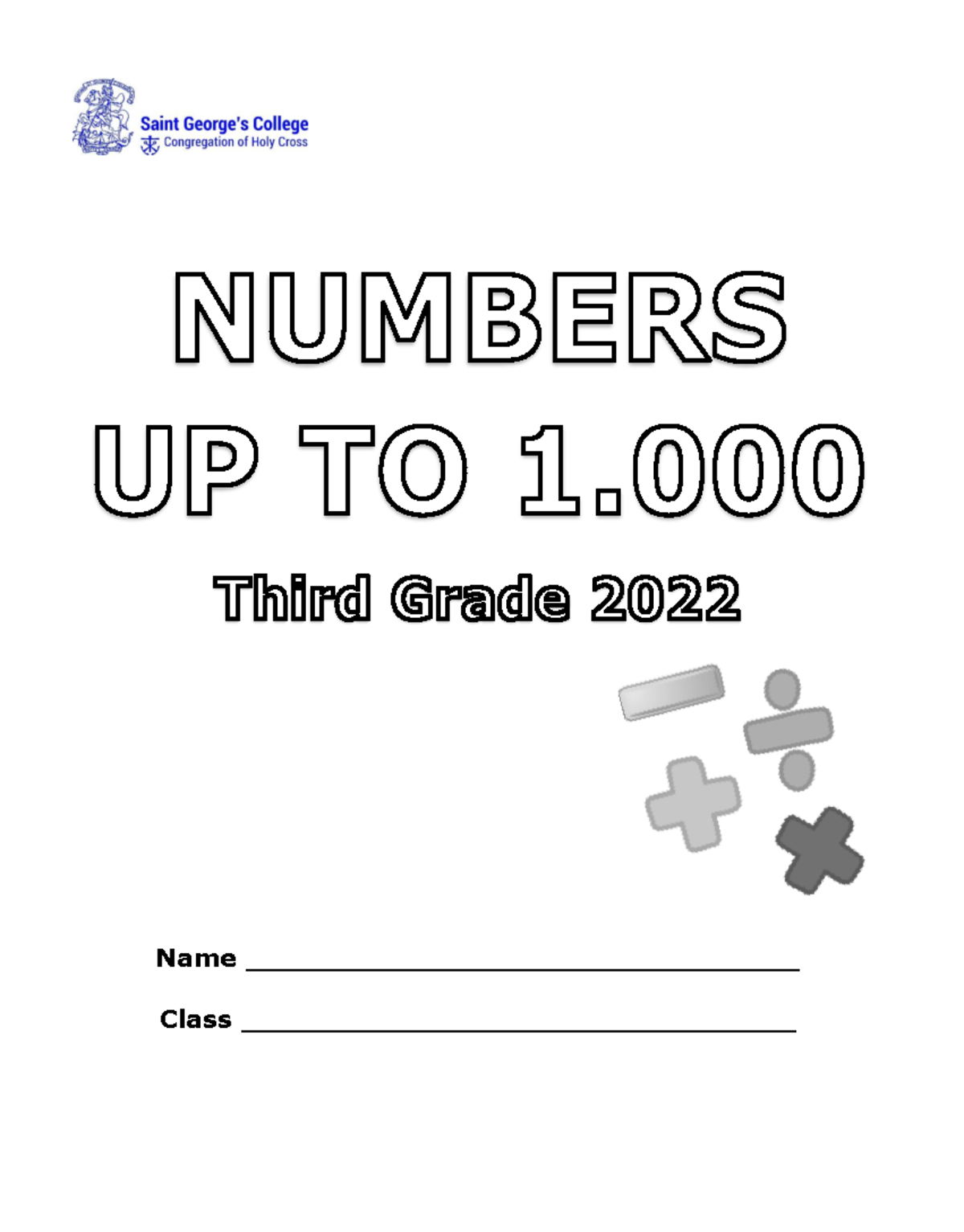 Booklet - Numbers up to 1 - Name _______________________________ Class ...