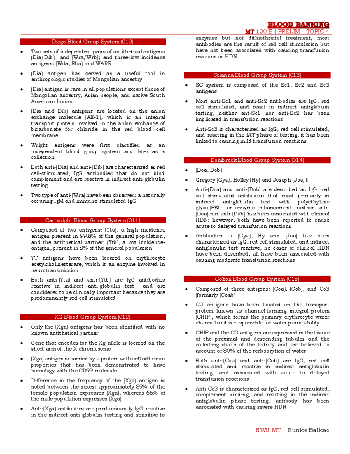BB-trans-mod4 - None - 120 B |PRELIM - TOPIC 4 NWU MT | Eunice Balicao Diego Blood Group System ...