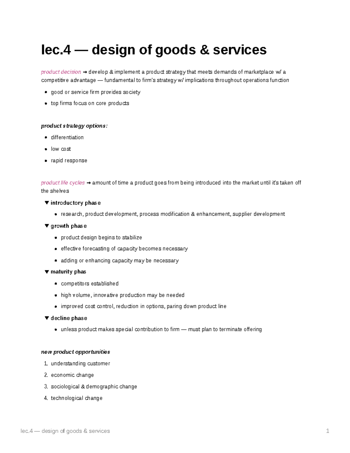 Lecture 4: Design of Goods and Services - lec — design of goods ...