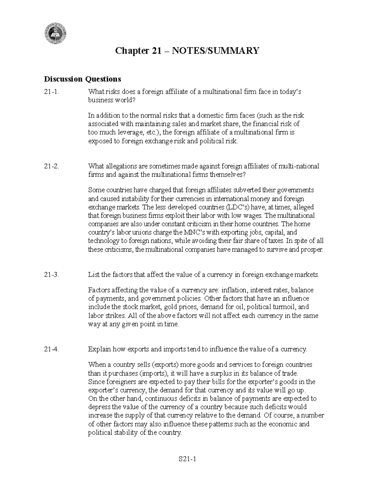 Ch21 - Chapter Discussion - Financial Management - Studocu