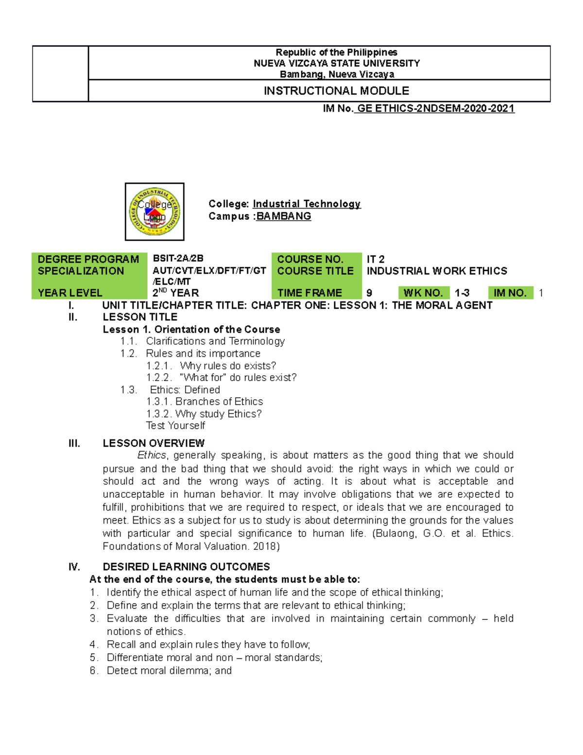 Module 1 - For educational documents - NUEVA VIZCAYA STATE UNIVERSITY ...