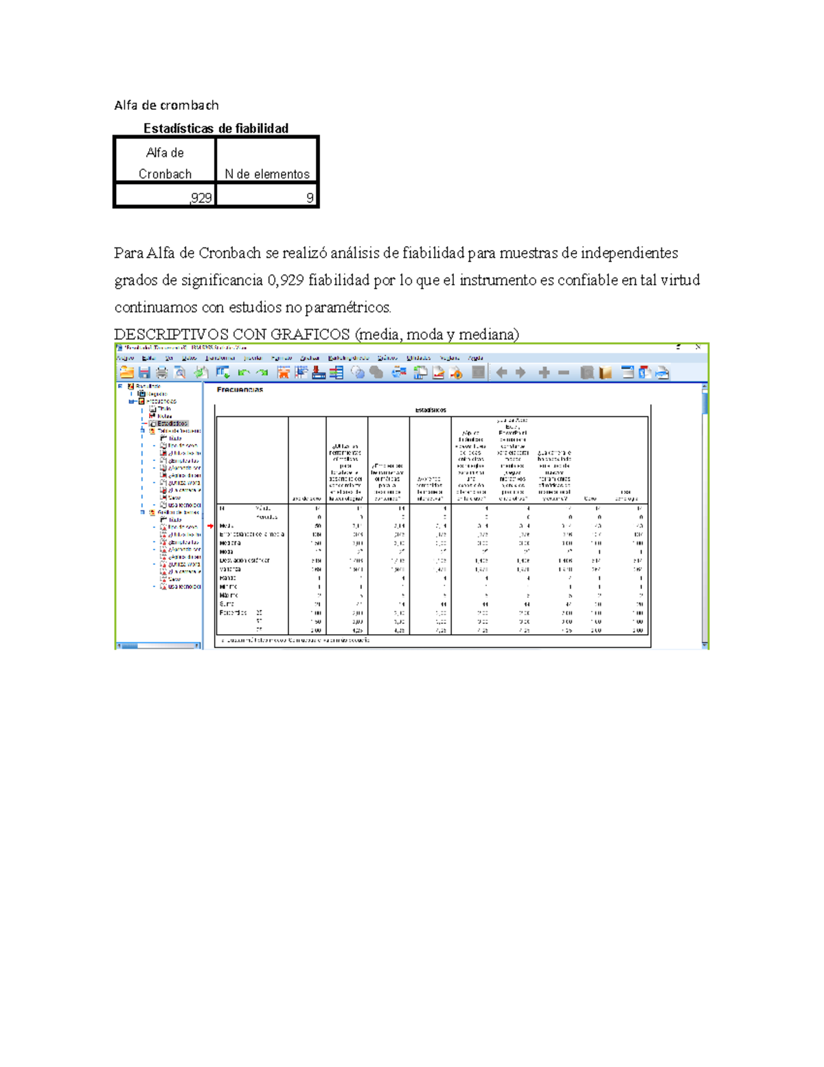 Prueba de analisis Alfa de crombach - Alfa de crombach Estadísticas de ...