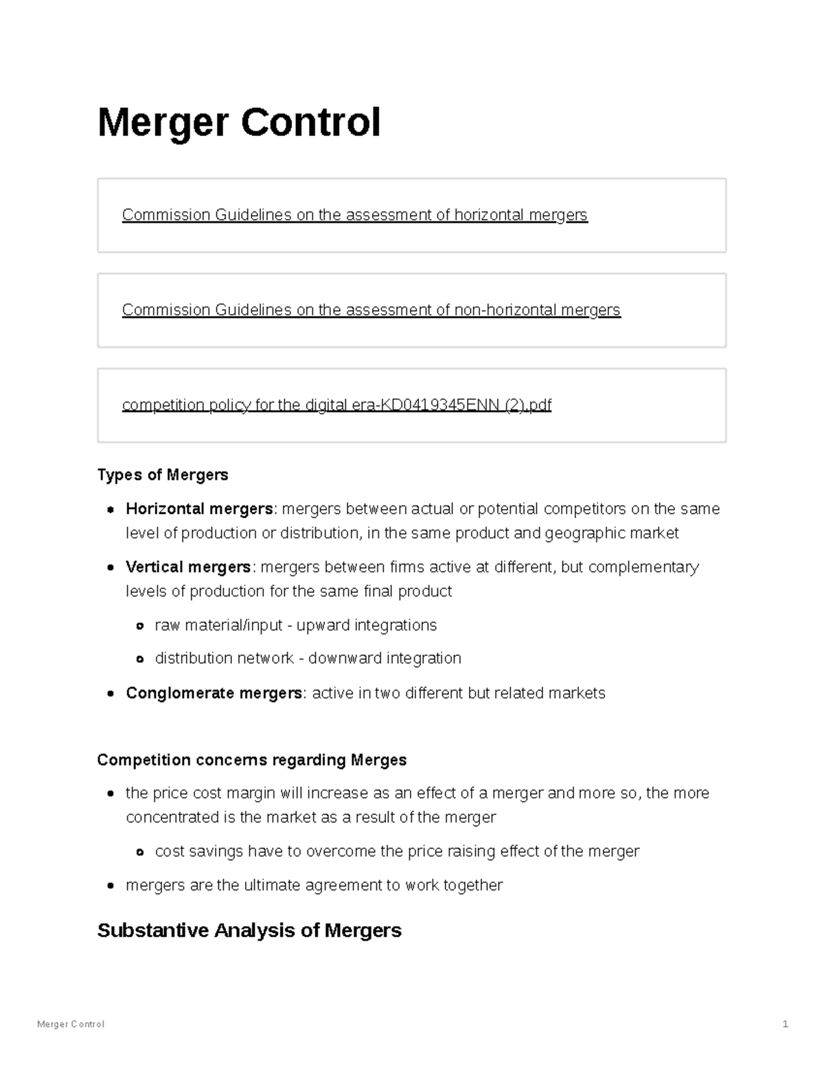 Merger Control 815cef91fd994f579ad948037345 d0ed - Merger Control ...