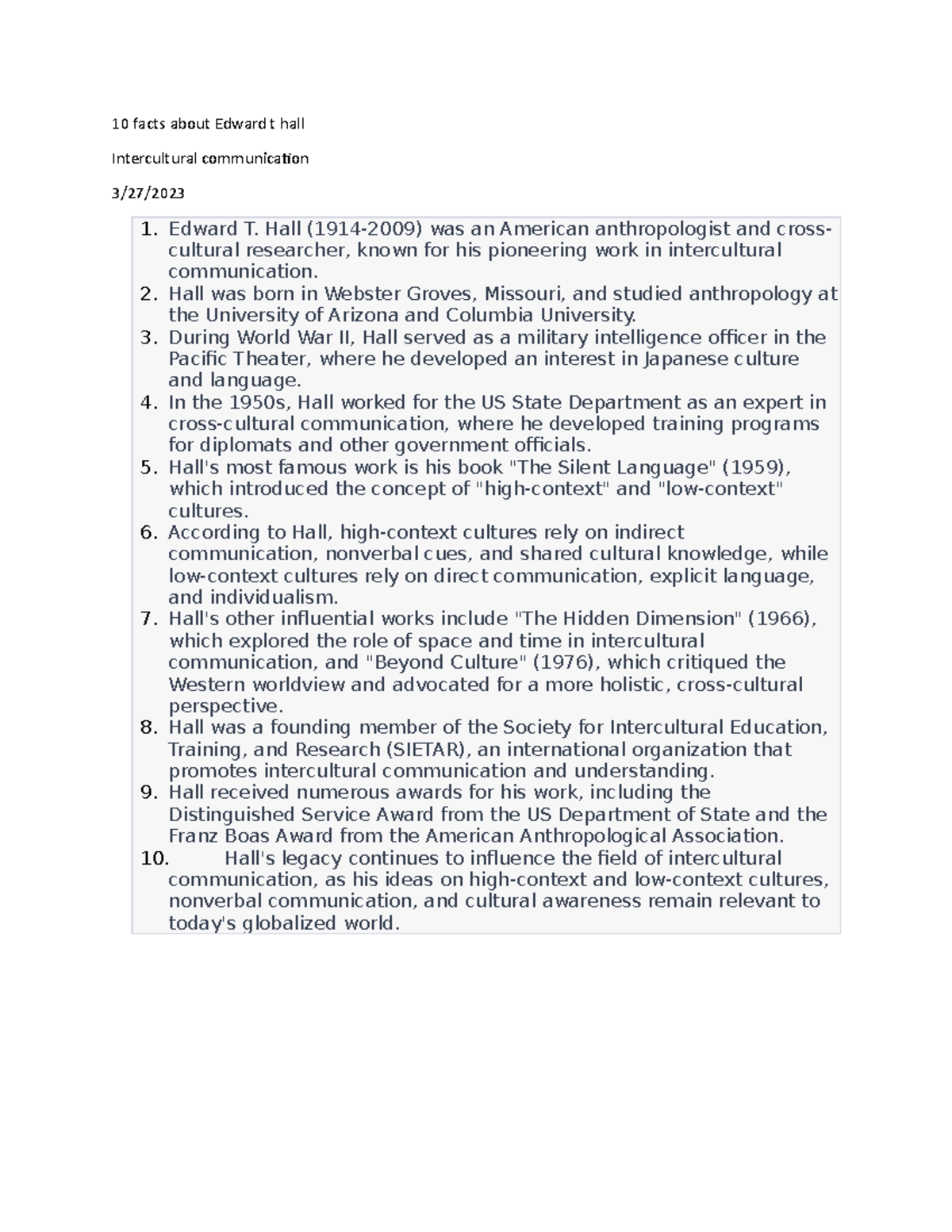 10 facts about Edward t hall - Hall (1914-2009) was an American ...