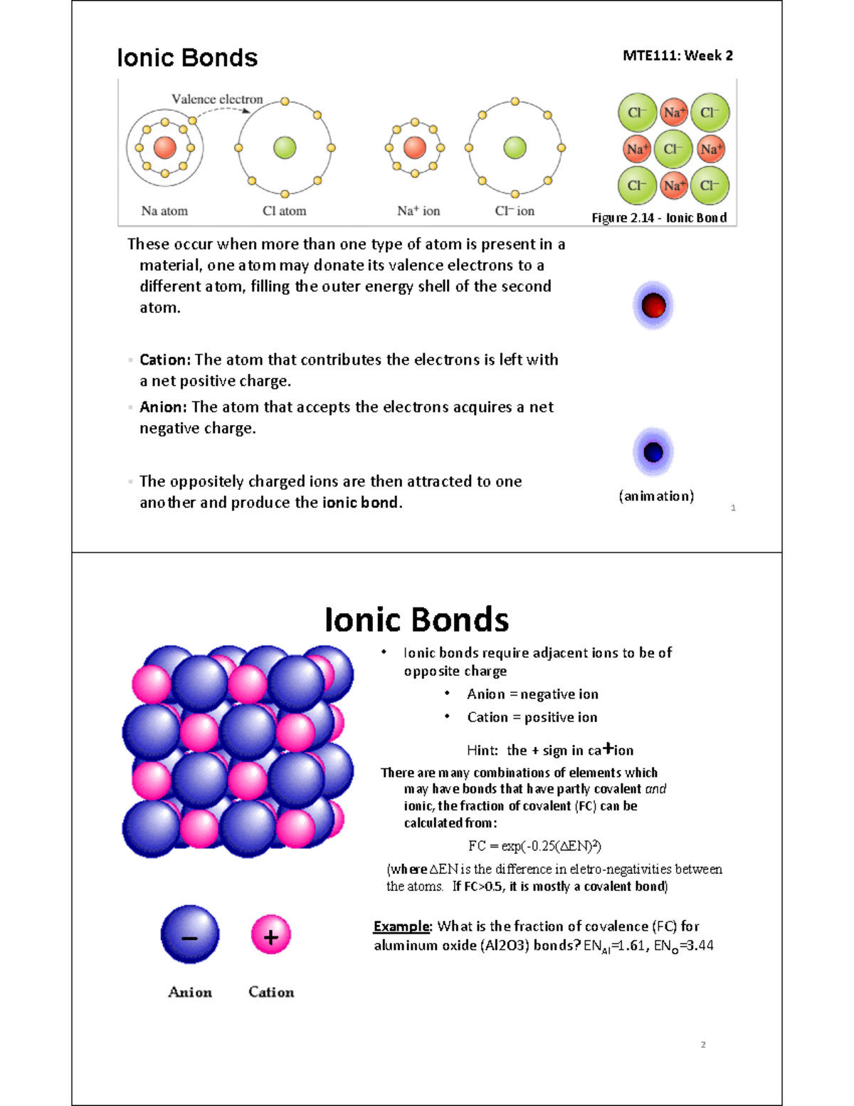 MTE111 Week 2 - Interatomic Separation, Lattices, Unit Cells W23 ...