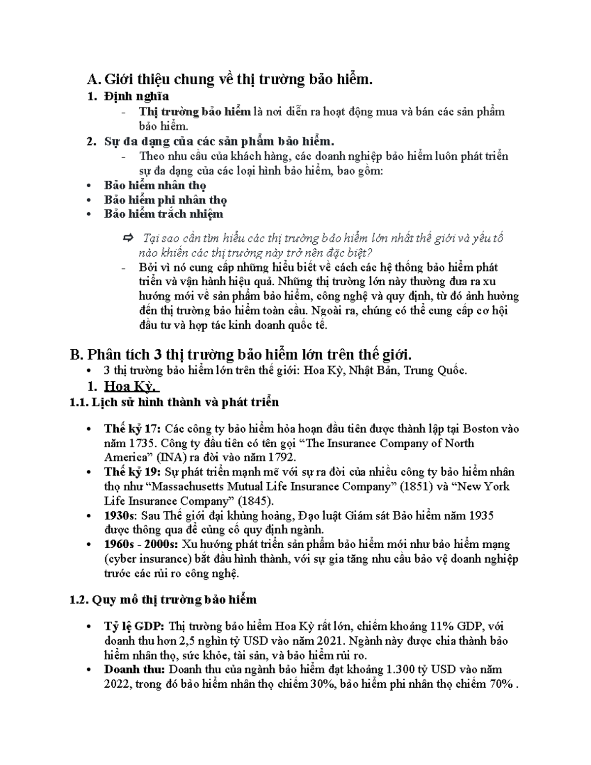 Nội dung NLBH - ưeedwfvqfe - A. Giới thiệu chung về thị trường bảo hiểm. 1. Định nghĩa - Thị ...
