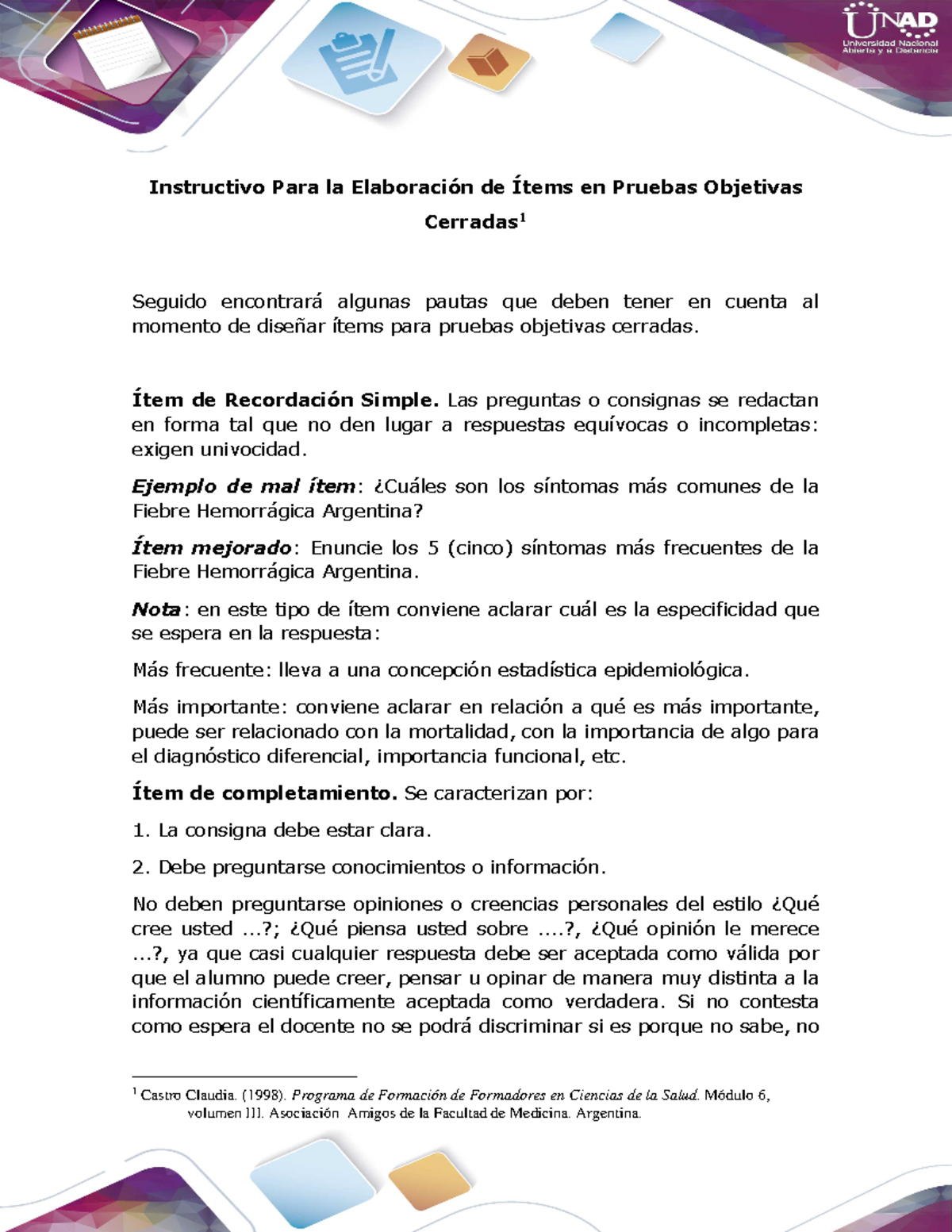 Instructivo 1 - Instructivo 3 Para la Elaboración de Ítems en Pruebas Objetivas Cerradas - - Studocu
