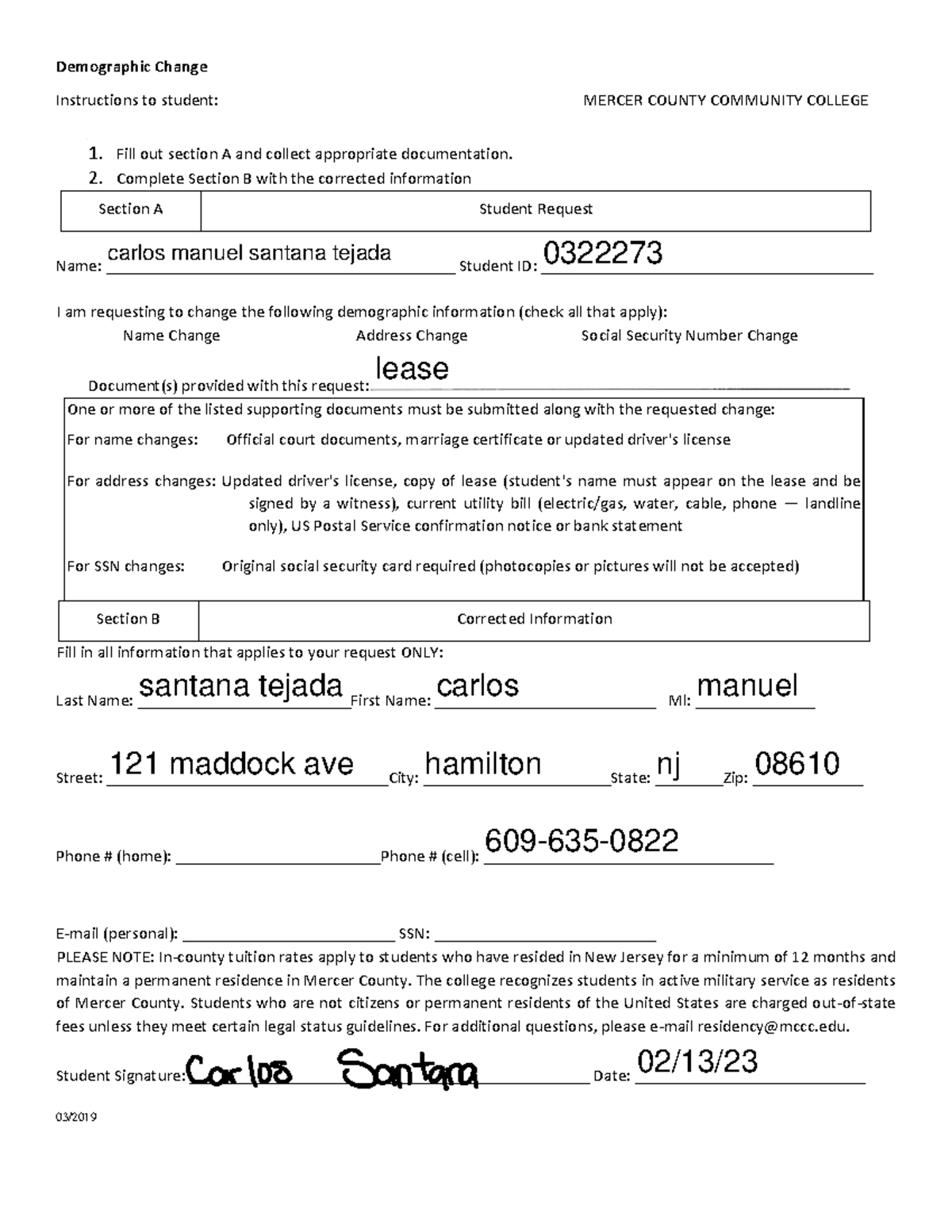 Demographic Change Form fillable - Demographic Change Instructions to ...