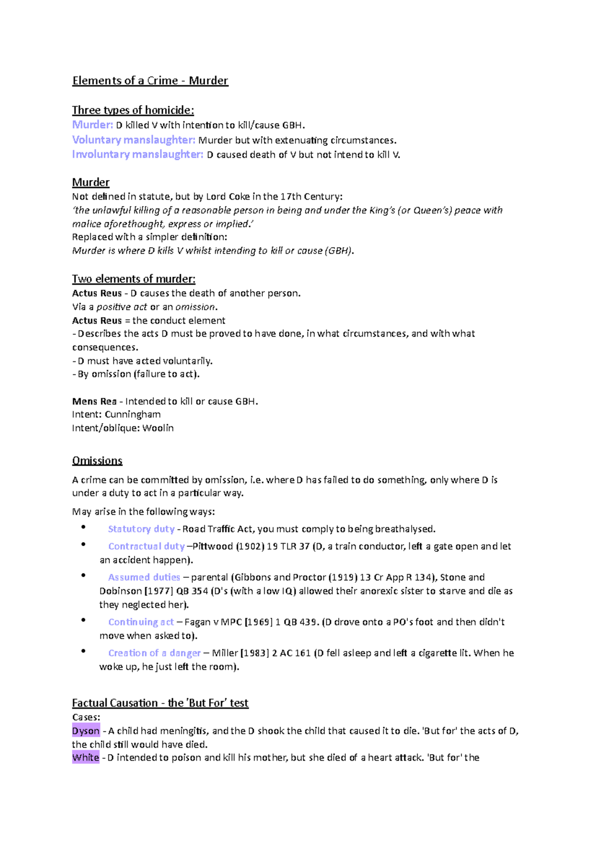 Elements of a Crime - Criminal Law - Elements of a Crime - Murder Three ...