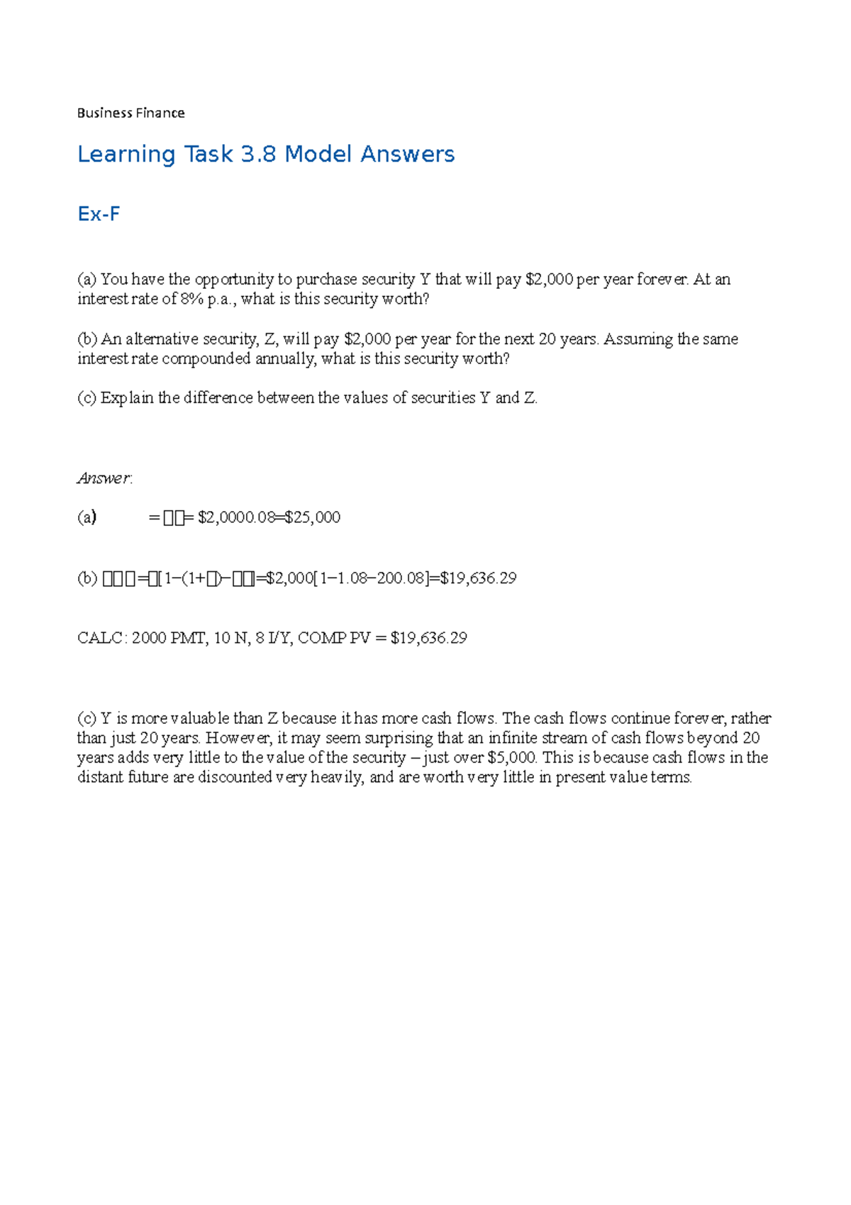Business Finance LT 3.8 Model Answers - Business Finance Learning Task ...