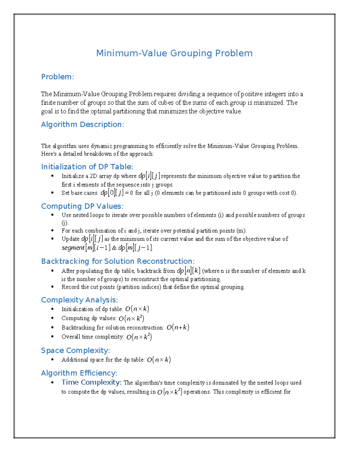 Python-doc - python solution - Minimum-Value Grouping Problem Problem: The Minimum-Value ...