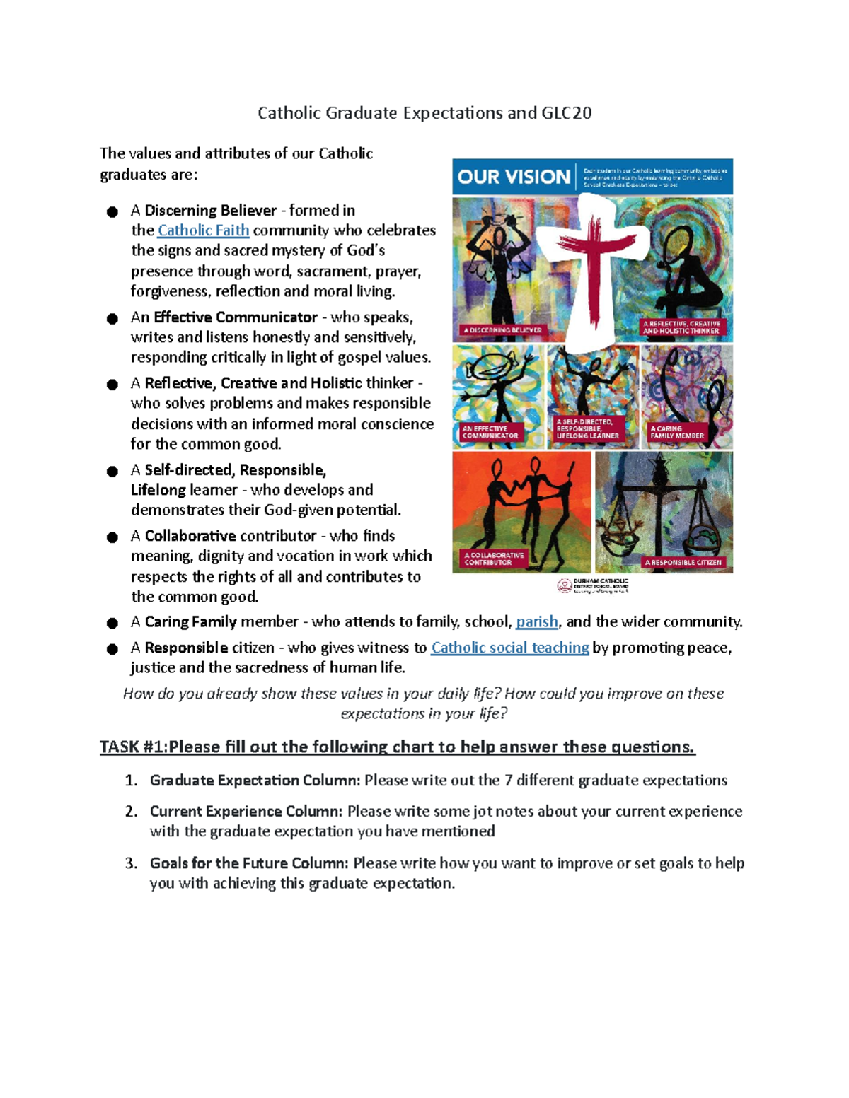 Catholic Graduate Expectations and GLC20 Handout V2 - Catholic Graduate ...