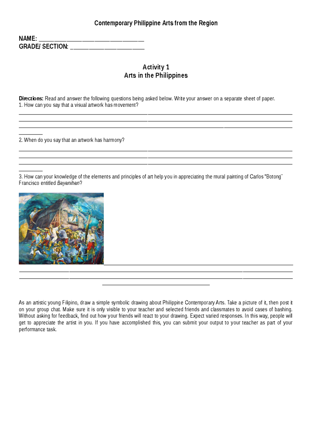 CPAR Activity Sheets - NAME: __________________________________ GRADE ...