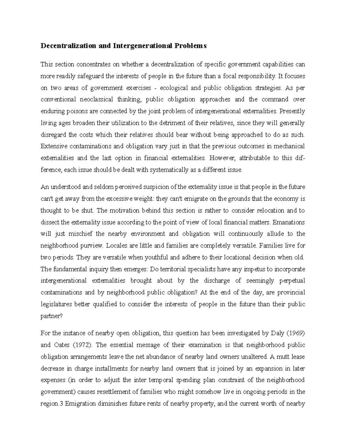 Decentralization and Intergenerational Problems - It focuses on two ...