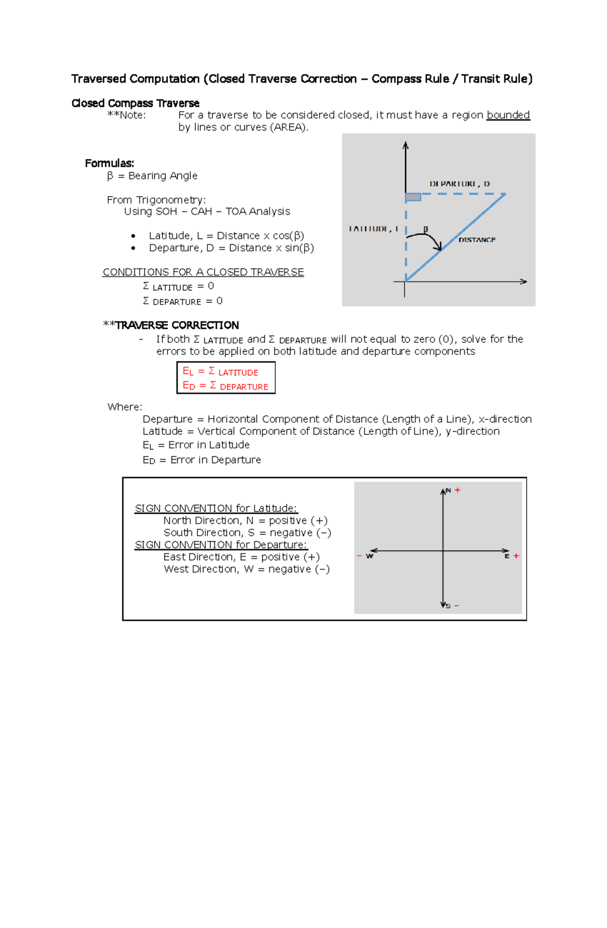6 Closed Traverse - Lecture - Traversed Computation (Closed Traverse Correction – Compass Rule ...