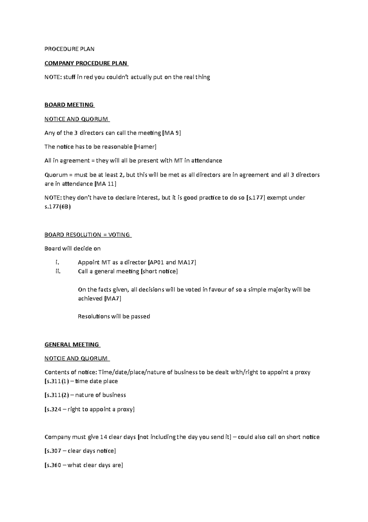 Procedure PLAN TO Print - PROCEDURE PLAN COMPANY PROCEDURE PLAN NOTE ...