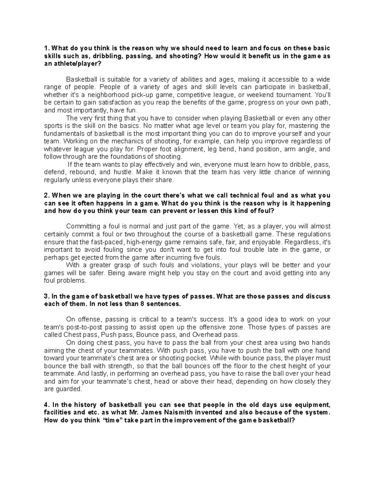 History of basketball and basic skills importance - 1. What do you ...