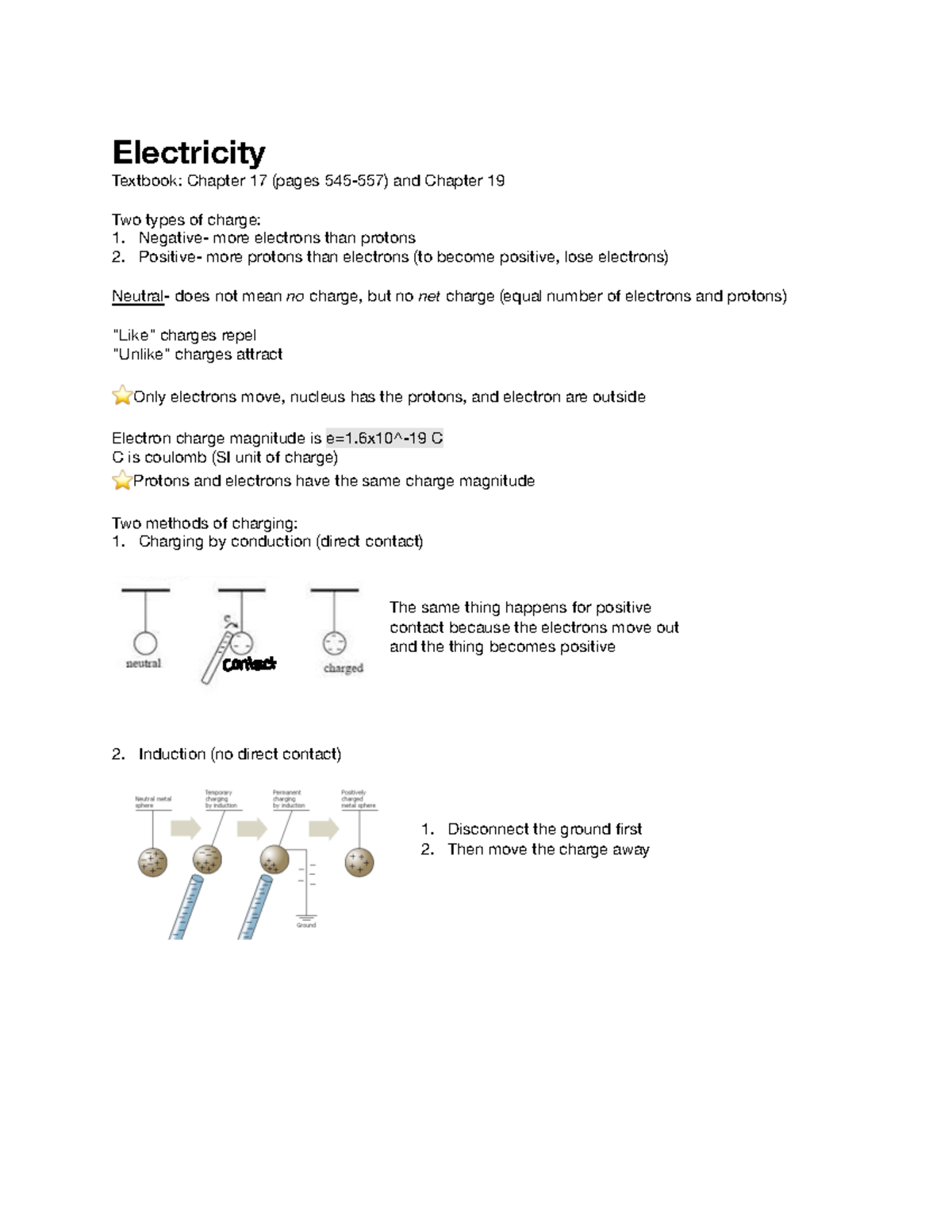 Electricity - Class notes from lecture from teacher Mr. Schmidt (a new ...