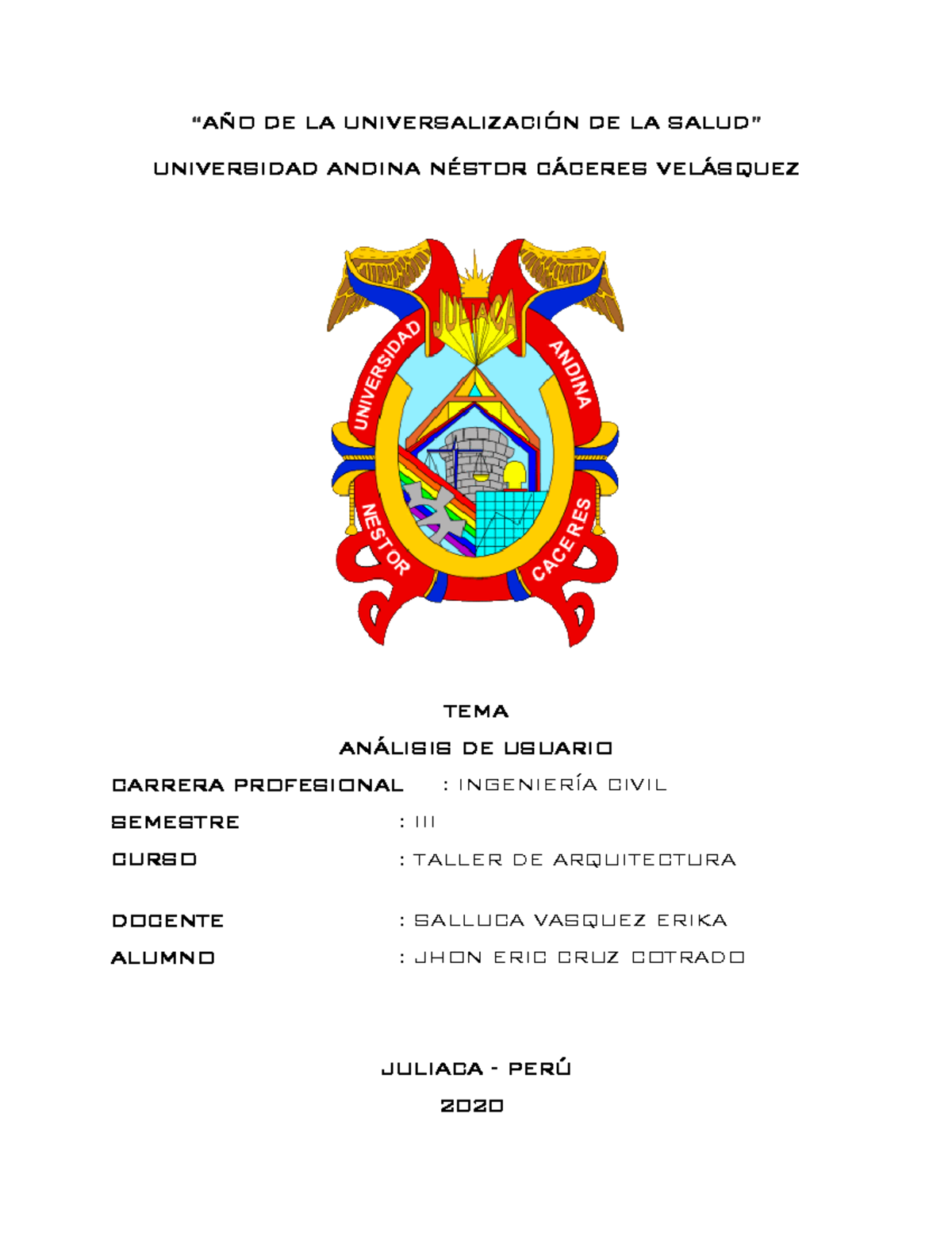 (taller de arquitectura) - UNI“VEAÑORS IDEDAD LA A UNDNIIVENA ...