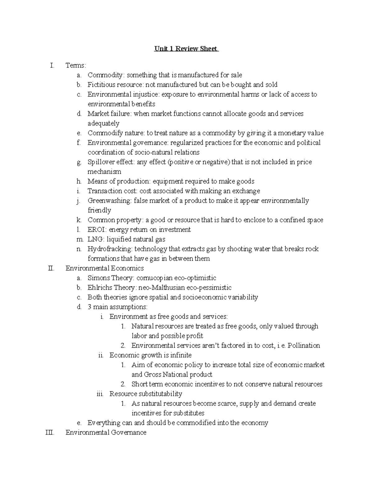 Unit 1 Review Sheet GEO - Unit 1 Review Sheet I. Terms: a. Commodity ...