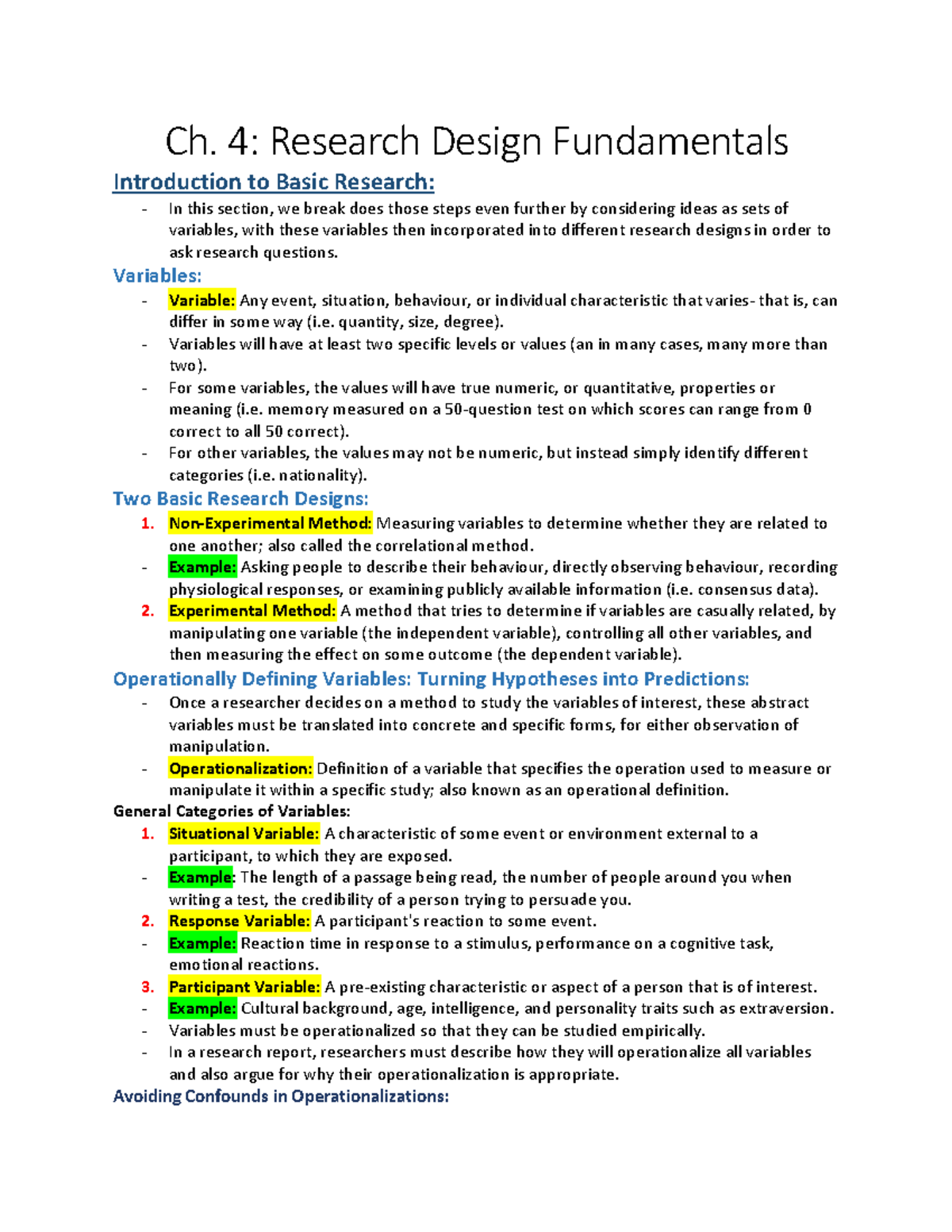 Ch.4- Research Design Fundamentals - Ch. 4: Research Design ...